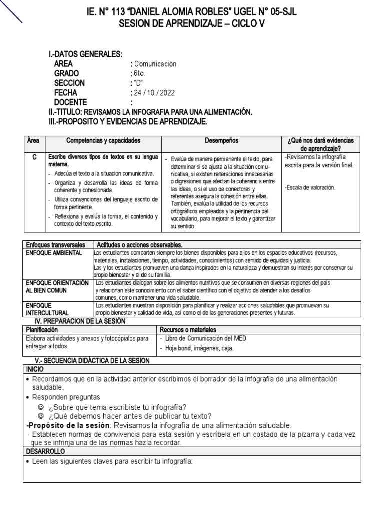 Sesiones 6to. Grado B, C y D Del 24 Al 28 de Octubre - 2022 | PDF ... Sesiones 6to. Grado B, C y D Del 24 Al 28 de Octubre - 2022 | PDF ...