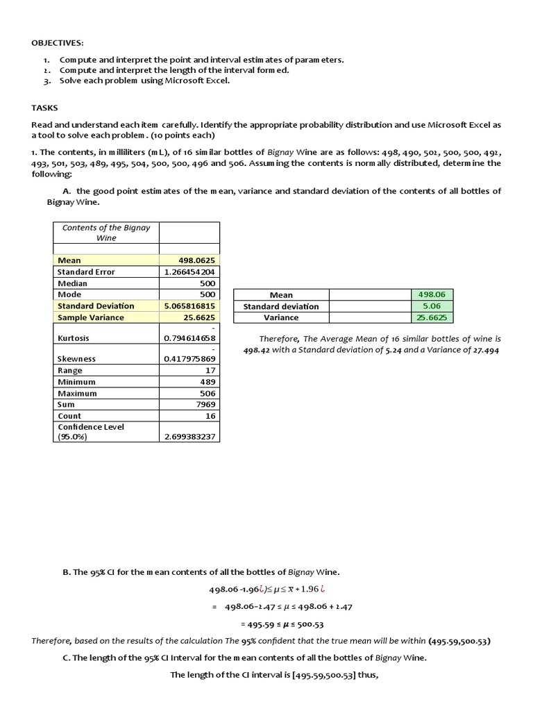 Data Analysis Activity | Download Free PDF | Confidence Interval ...