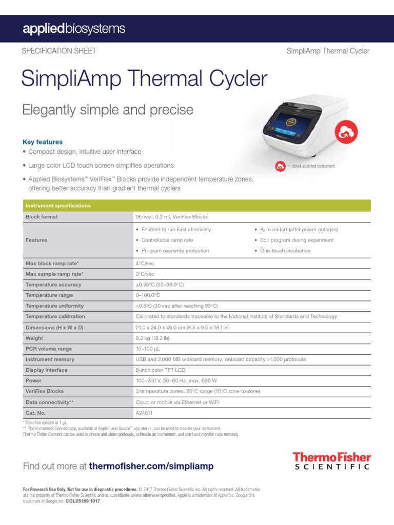 simpliamp-thermal-cycler-spec-sheet | PDF | Computing | Computer Engineering