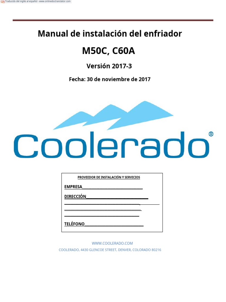 Manual de Coolerado - En.es | PDF | Aire acondicionado | Agua