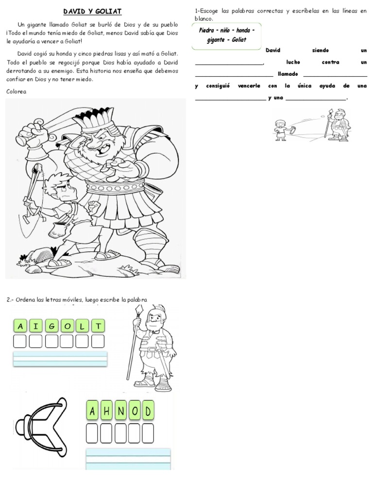 Actividades de David y Goliat para Niños | PDF