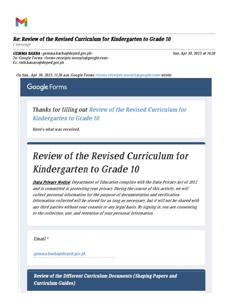 GCB - Review of The Revised Curriculum For Kindergarten To Grade 10 ...