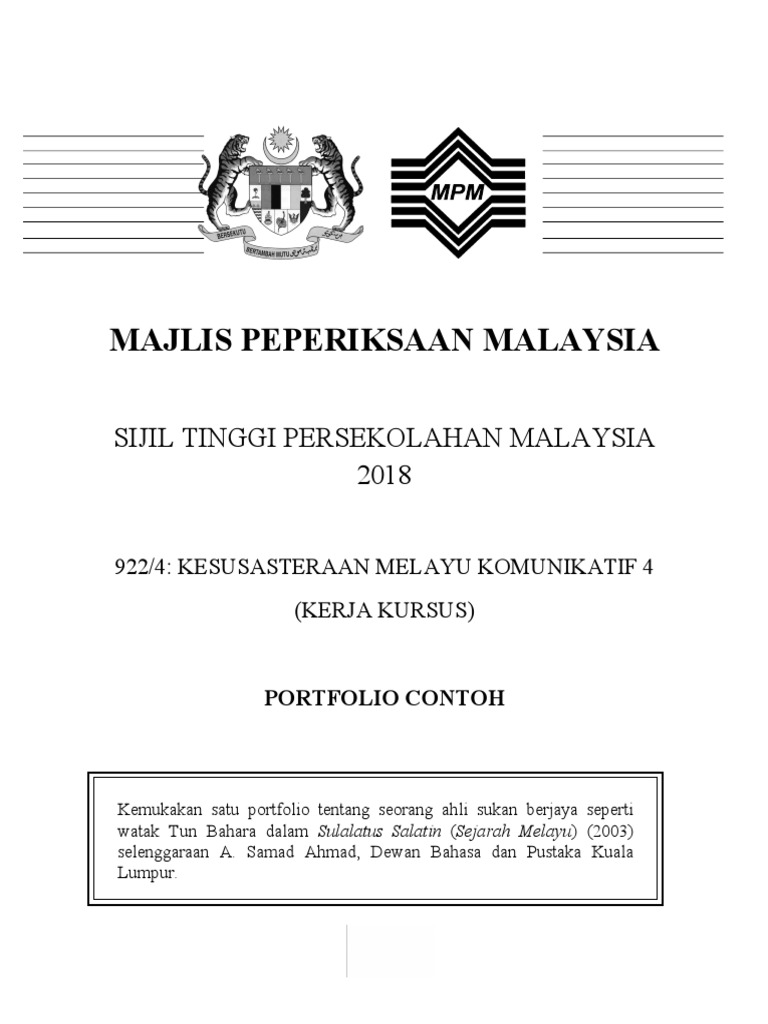 5-Portfolio Contoh 9224 STPM 2018 | PDF
