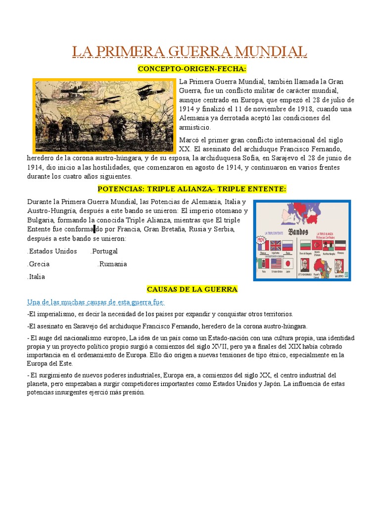 Fases y Consecuencias de la Primera Guerra Mundial | PDF