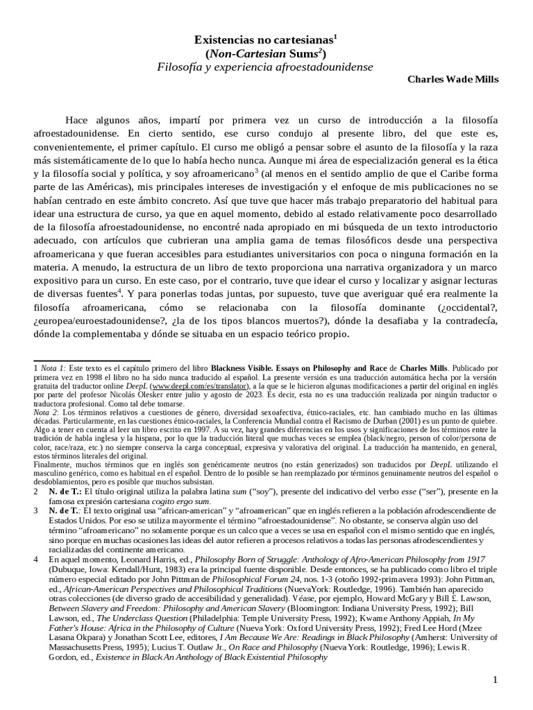Charles Wade Mills - Existencias No Cartesianas (Non-Cartesian Sums ...