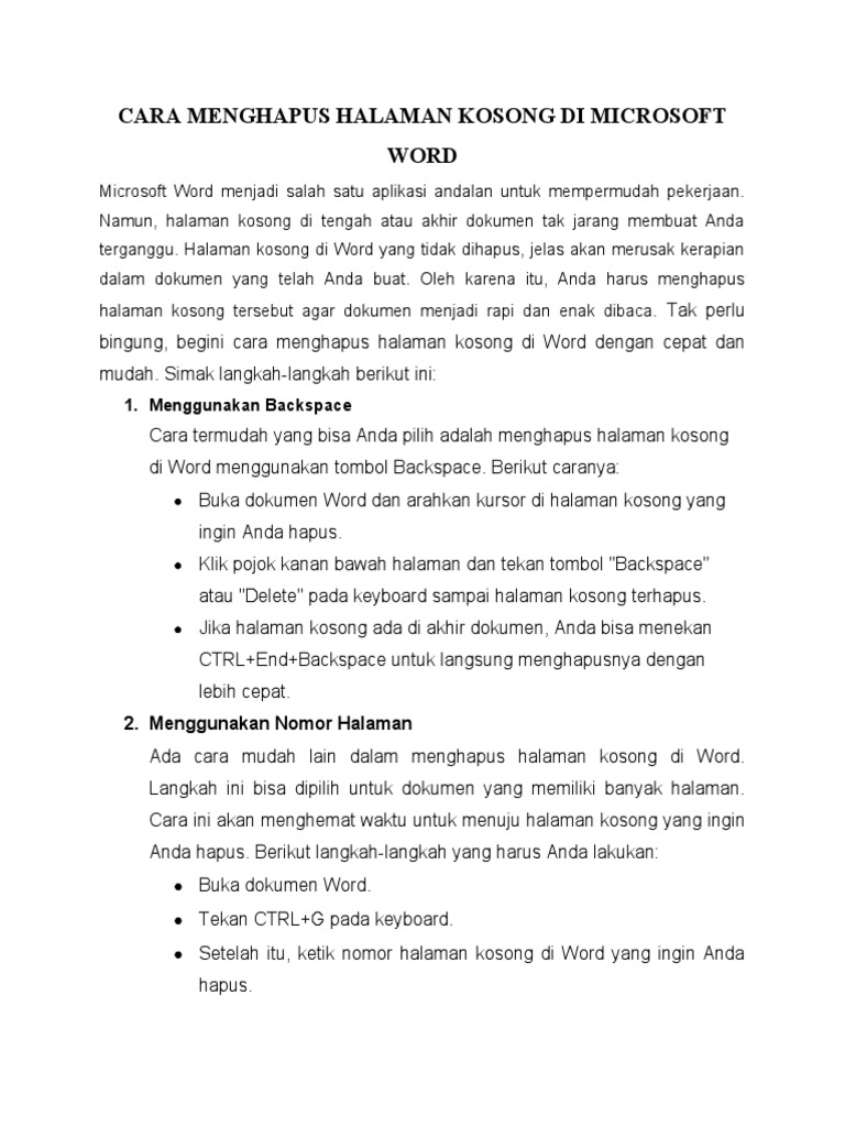 Cara Menghapus Halaman Kosong di Word | PDF | Komputer