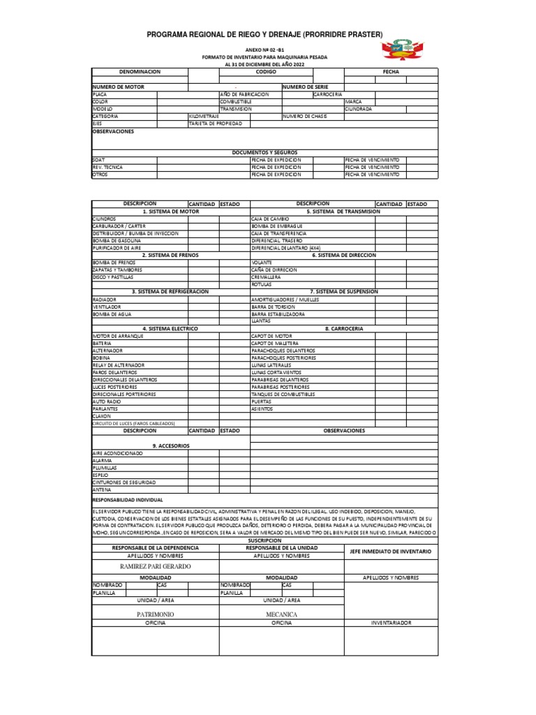 Formato de Maquinaria Pesada para Imprimir | PDF | Industria automotriz ...
