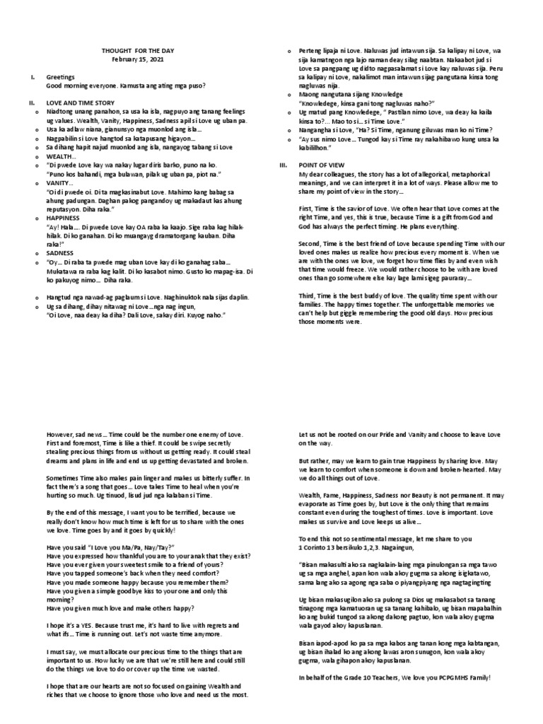 Interpretation of Love and Time (Cebuano) | PDF | Poetry