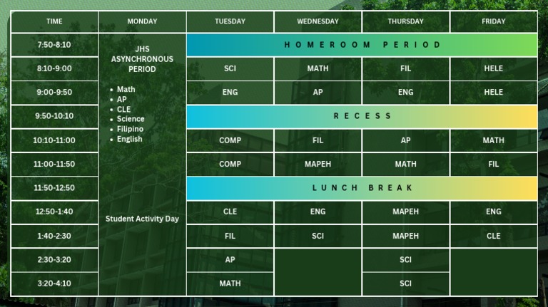 9D Schedule 1 | PDF | Social Science | Foreign Language Studies