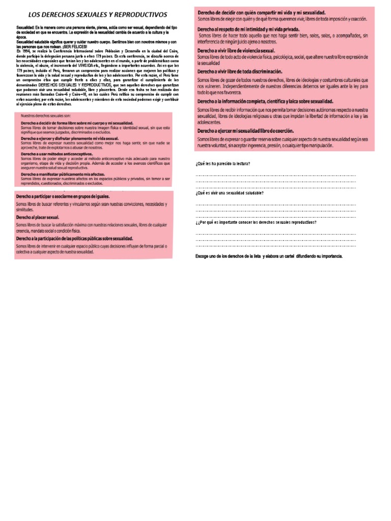 Ficha Derechos Sexuales Pdf La Sexualidad Humana