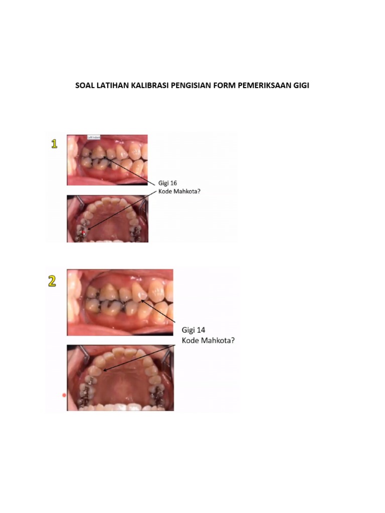 Soal Latihan Kalibrasi Pengisian Form Pemeriksaan Gigi | PDF