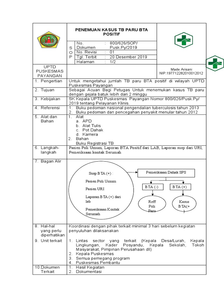 Sop Penemuan Kasus TB Paru Bta Positif | PDF | Pengembangan Diri | Kesehatan Holistik