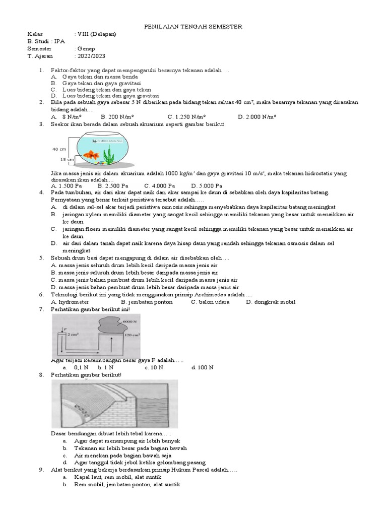 Soal PTS IPA Kelas VIII Sem 2 | PDF