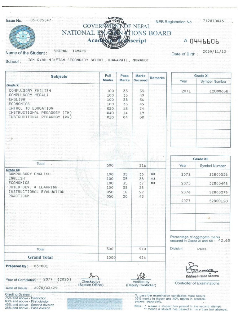 12 Marksheet | PDF
