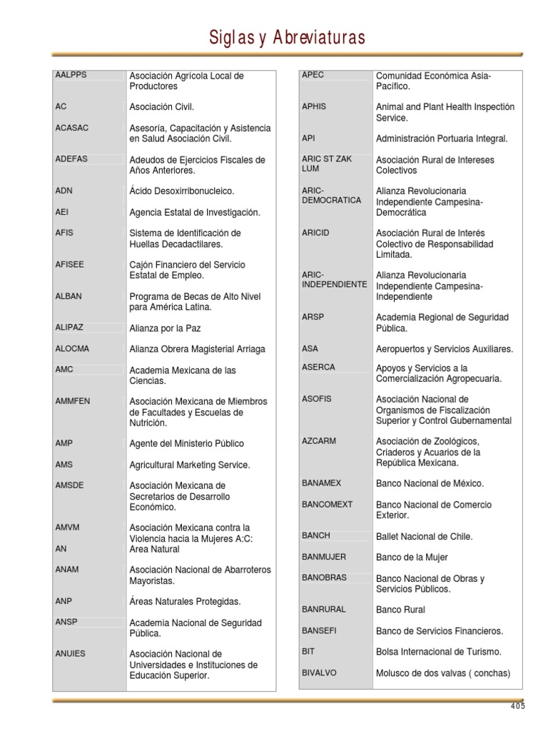 Siglas y Abreviaturas Administrativas | PDF | México | Chiapas
