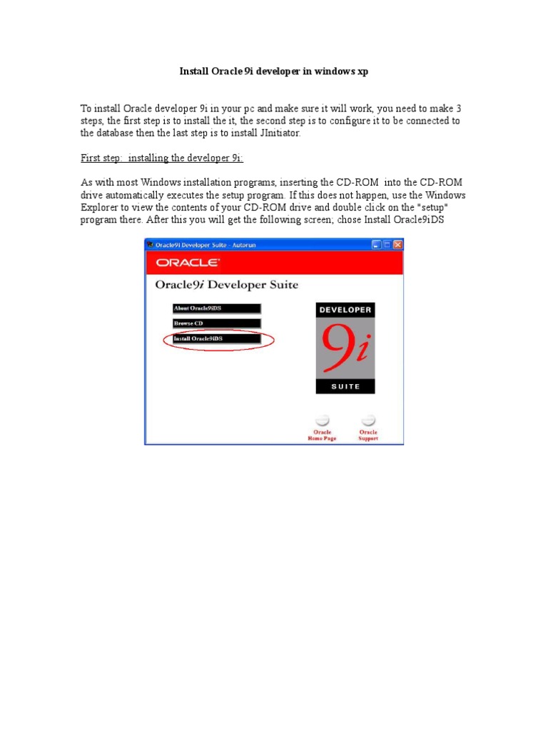 Installing Oracle 9i Developer in Windows XP | PDF | Oracle Database | Java (Programming Language)