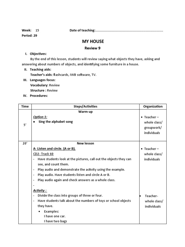 Lesson Plan - Week 15 - Review | PDF