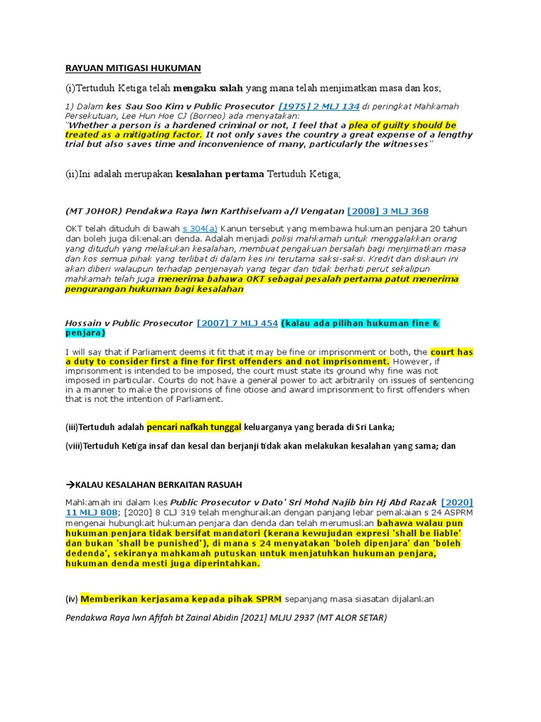 Hujahan Mitigasi Tatacara Jenayah Ii | PDF