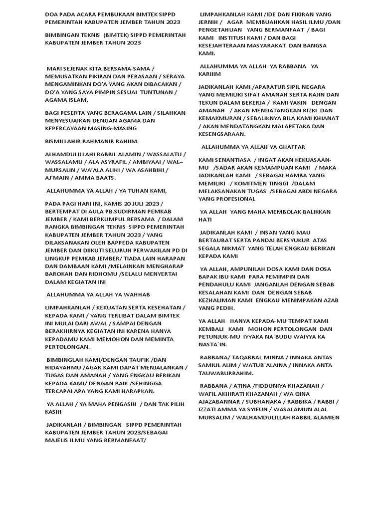 Doa Pada Acara Pembukaan 2 | PDF