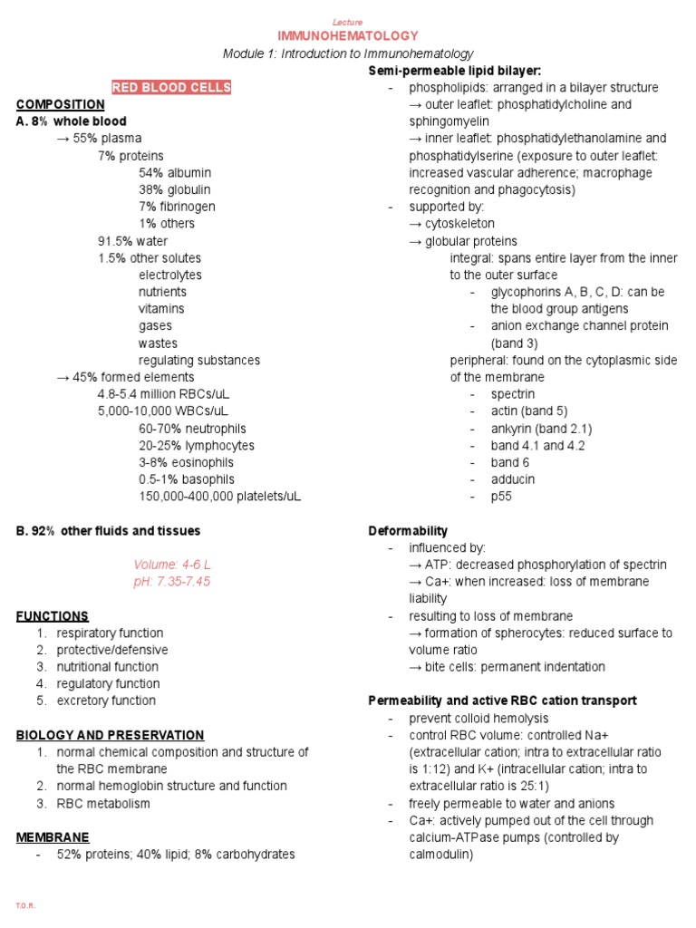 Immunohematology Lecture Notes | PDF