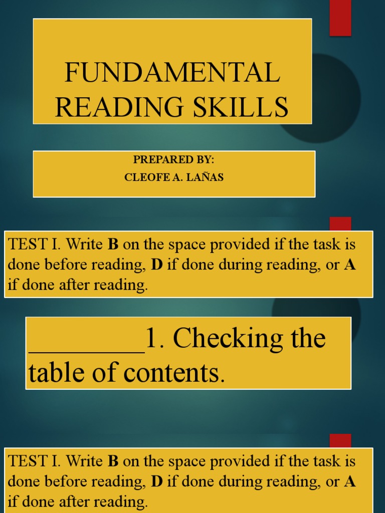 Fundamental Reading Skills | PDF