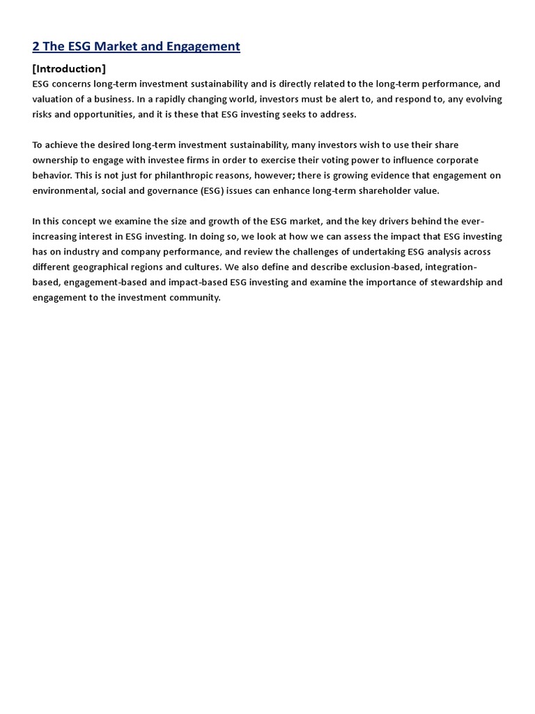 2 The ESG Market and Engagement | PDF | Investing | Business