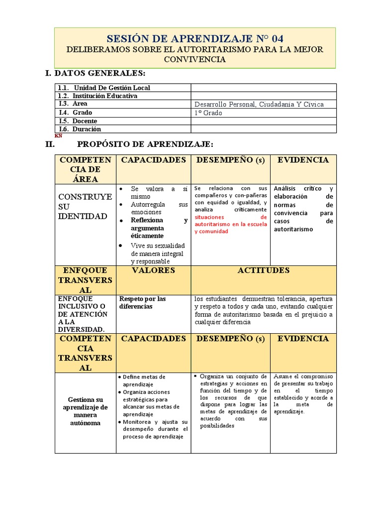 1° Sesión N°4 | PDF