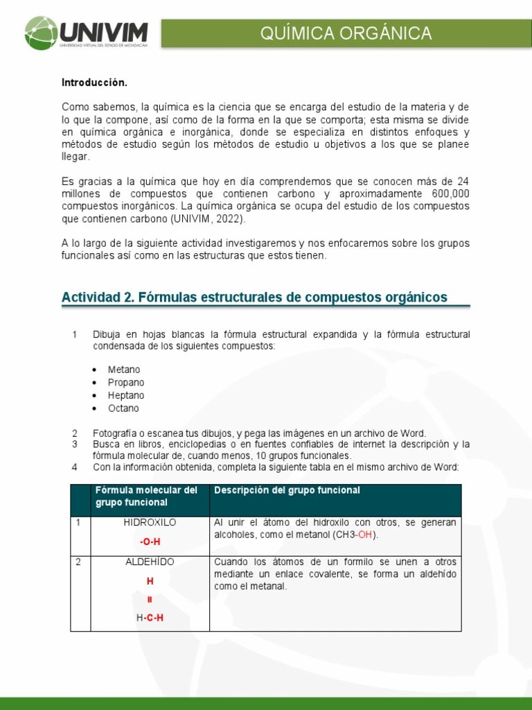 Fórmulas Estructurales de Compuestos Orgánicos | PDF