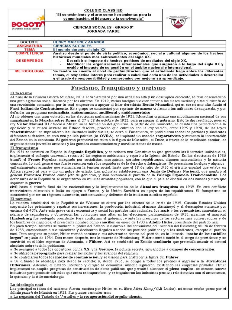 #4. Guia de Sociales Noveno Prof - Henry - 2023 | PDF