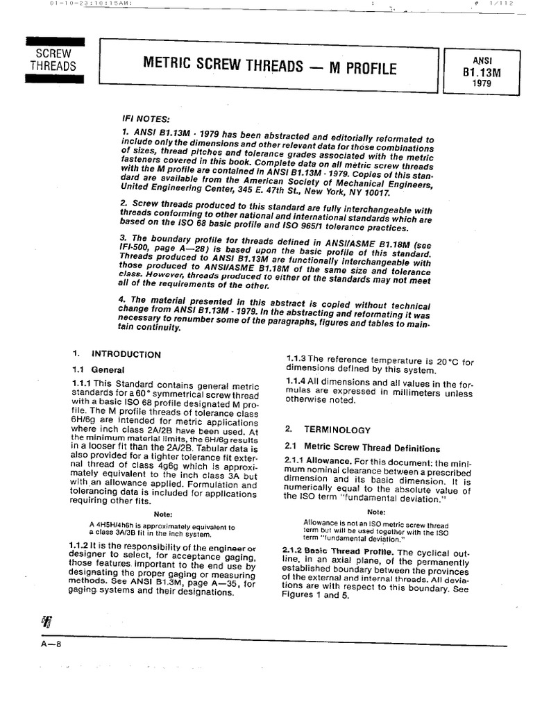 Ansi B1.13M-79 | PDF