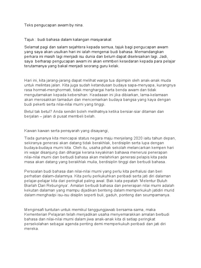 Teks Pengucapan Awam by Nina | PDF | Karier & Perkembangan | Kesehatan ...