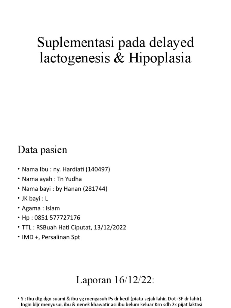Suplementasi Pada Delayed Lactogenesis & Hipoplasia | PDF | Kesehatan ...