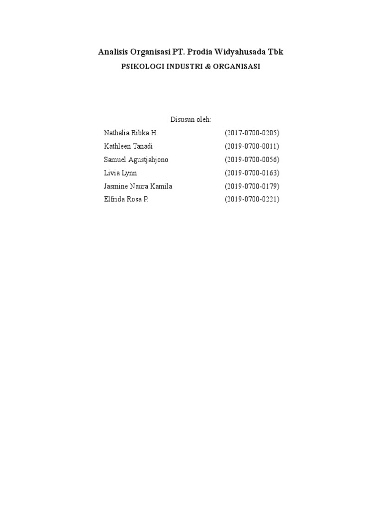 Analisis Organisasi PT. Prodia Widyahusada TBK | PDF