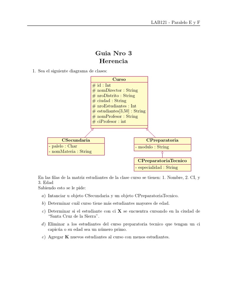 Guia 3 Ejercicios (Herencia) | PDF
