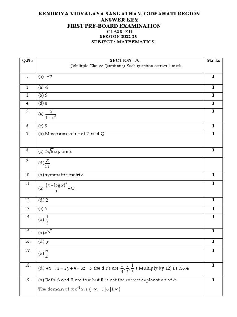 MS Xii Maths KVS Guwahati | PDF | Mathematical Relations | Applied ... MS Xii Maths KVS Guwahati | PDF | Mathematical Relations | Applied ...