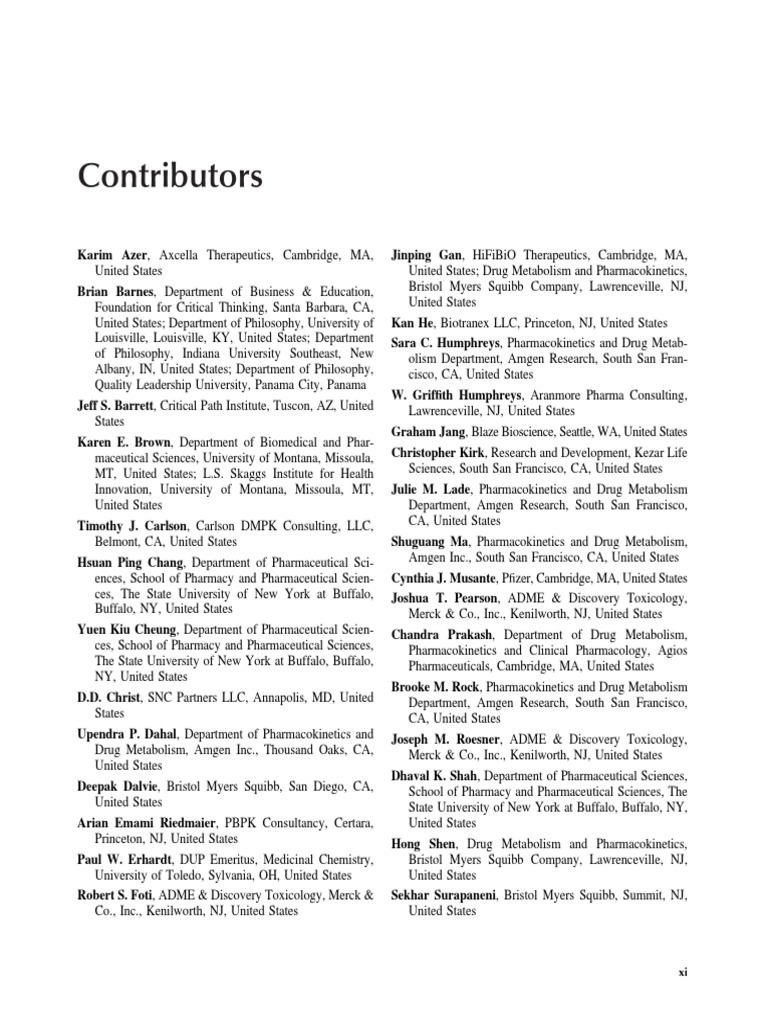 Contributors - 2023 - Overcoming Obstacles in Drug Discovery and ...