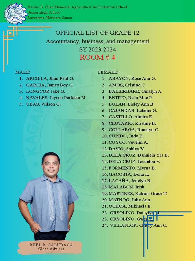 Grade 12 Student Lists SY 2023-2024 | PDF
