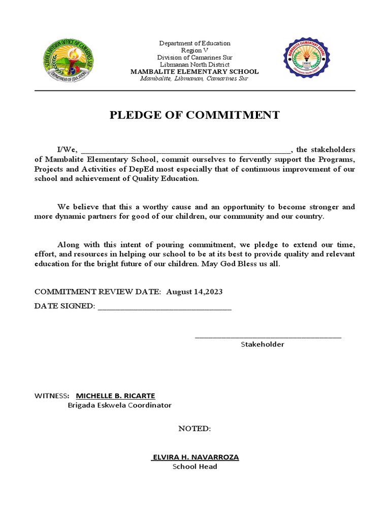 Pledge of Commitment | PDF