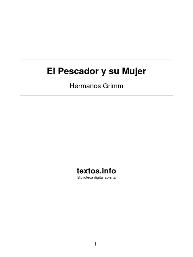 Hermanos Grimm - El Pescador y Su Mujer | PDF | Hermanos Grimm