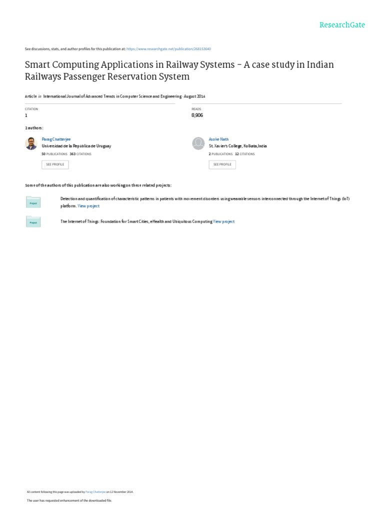 Case Study of Indian Railway | PDF | Rail Transport | Cloud Computing