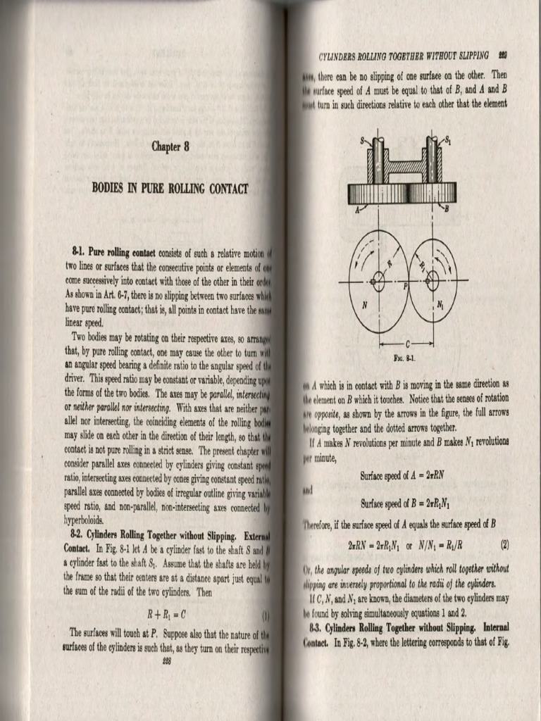 Bodies in Pure Rolling Contact - Elements of Mechanism | PDF