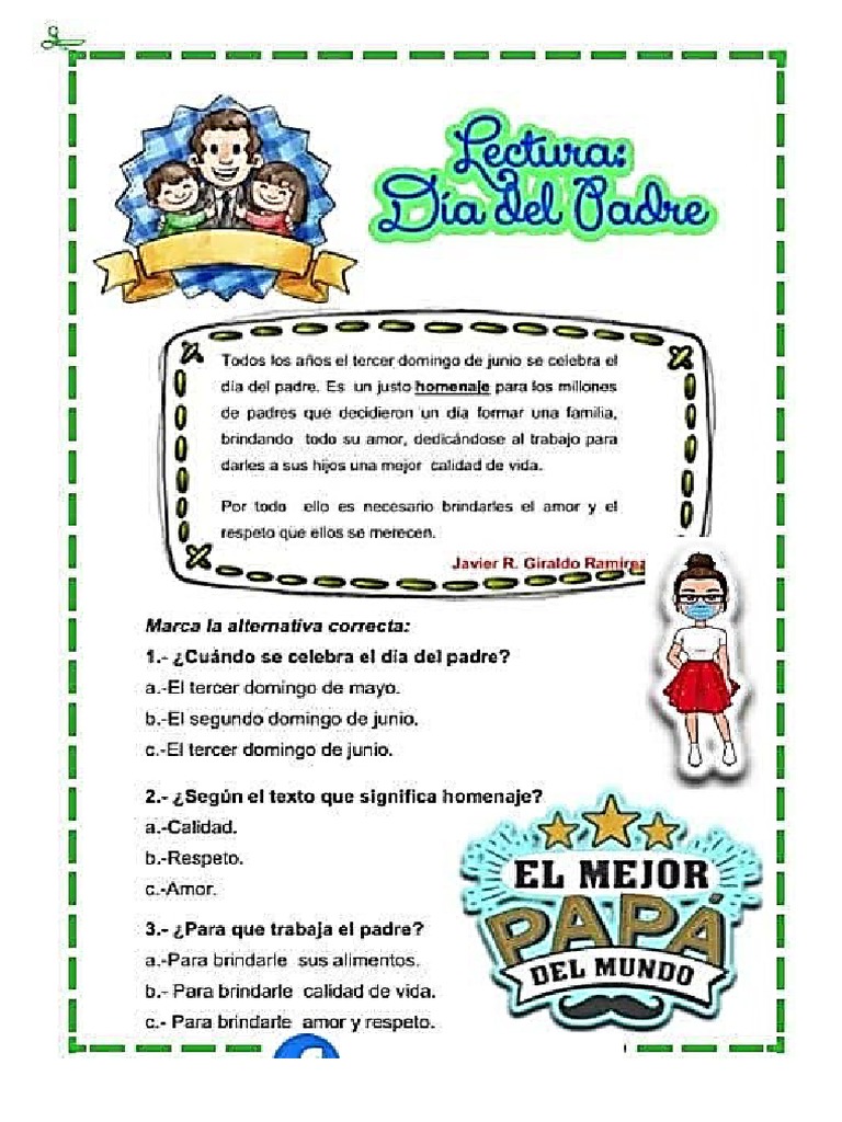 Lectura Dia Del Padre - Texto de Comprension Lectora | PDF