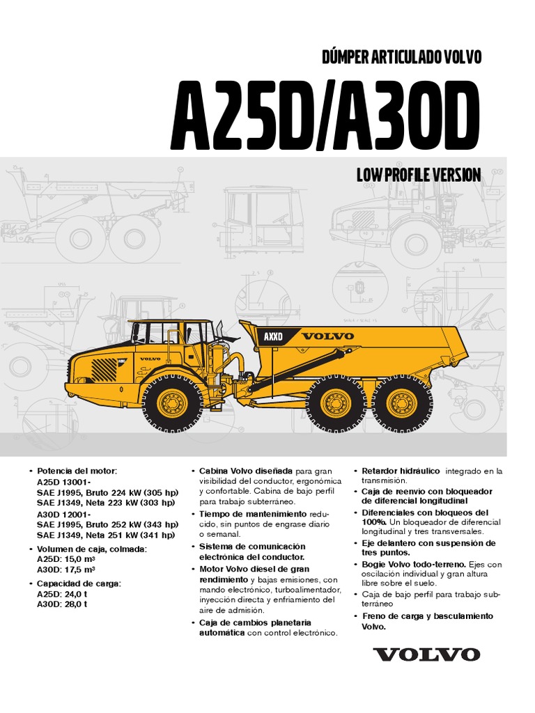 Especificaciones Volvo A25D/A30D | PDF