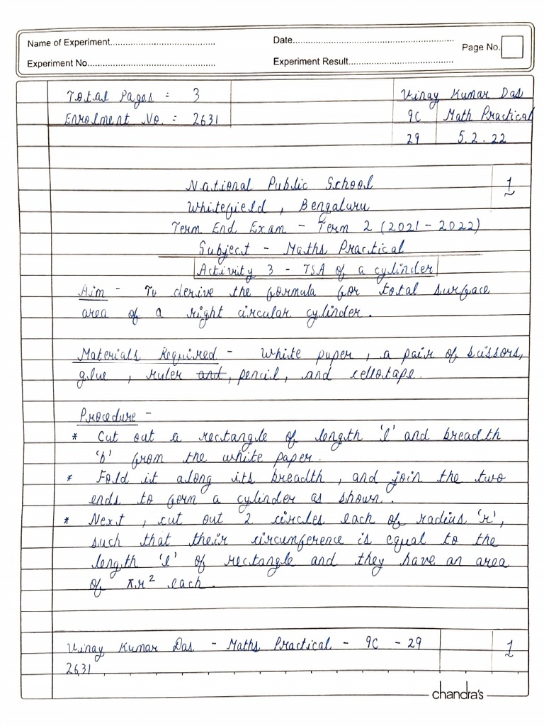 9C - Vinay Kumar Das - Maths Practical | PDF