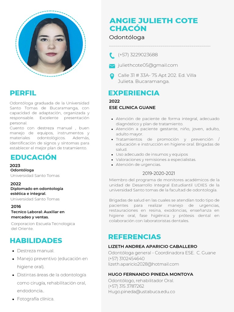 Hoja de Vida Julieth Cote 2023 | PDF | Odontología | Medicina CLINICA