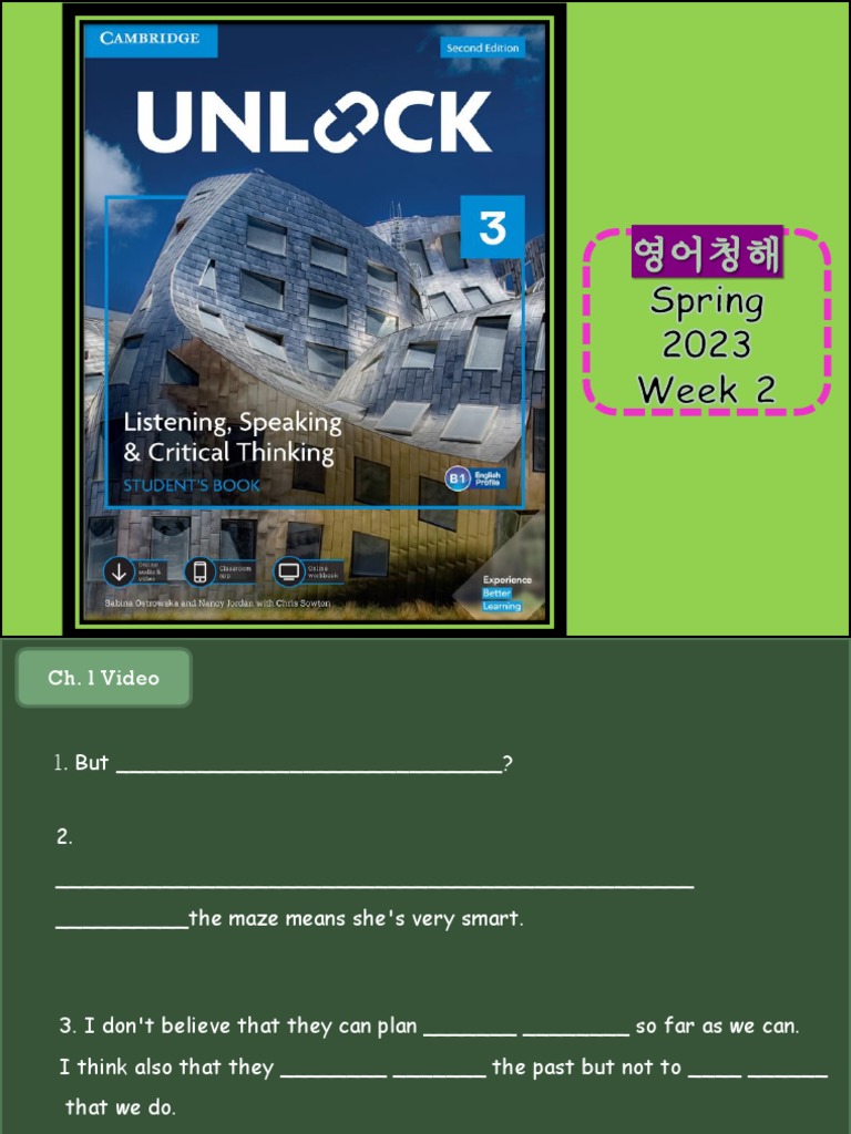 Unlock (Unit1 1) Week2 (Spring) 수업자료 | PDF