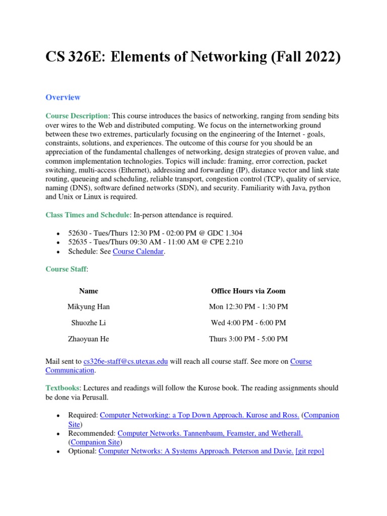 CS 326E Networking Course Overview | PDF | Career & Growth