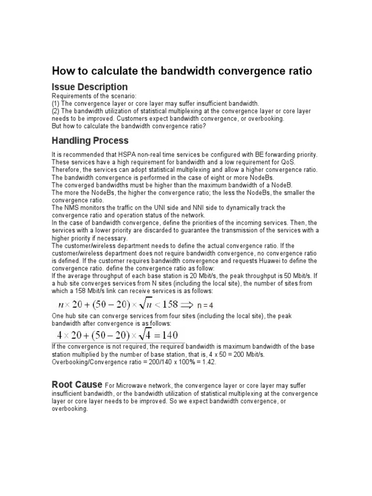 How To Calculate The Bandwidth Convergence Ratio | PDF