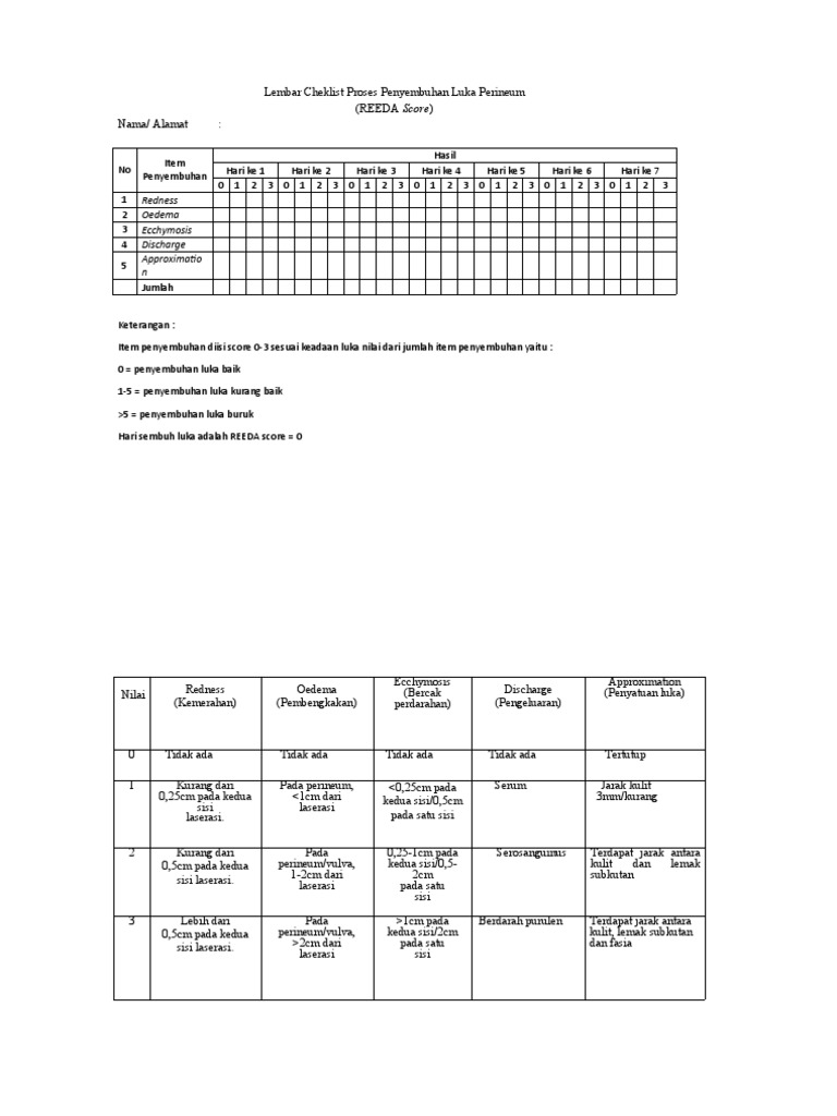 Lembar Cheklist Proses Penyembuhan Luka Perineum | PDF