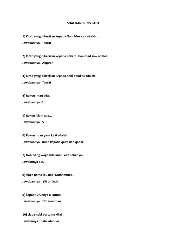 Soal Rangking Satu | PDF